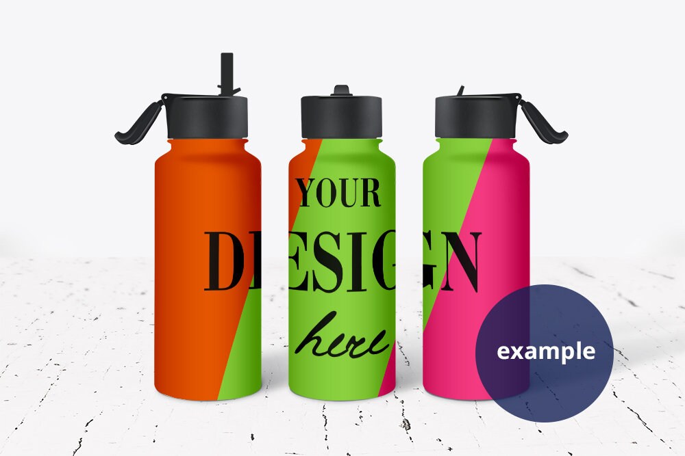 32oz Hydro Bottle Mockup Full Wrap, Watter Bottle Mockup With Wide ...