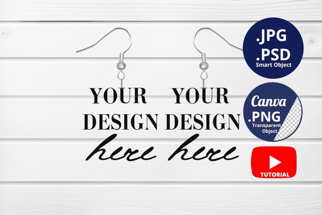 Empty Earring Hook Mockup Top View, Fish Hook for Earrings Mockup ...