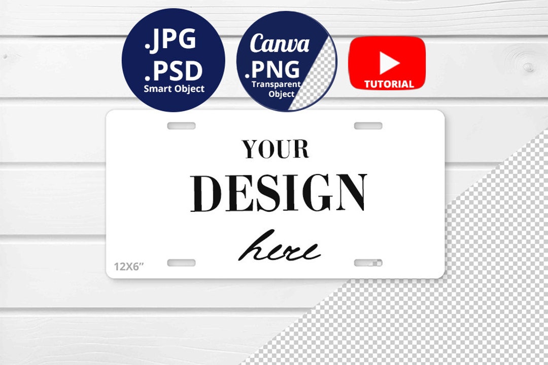License Plate Mockup PSD Smart Object, Sublimation Car Tag Mockup ...