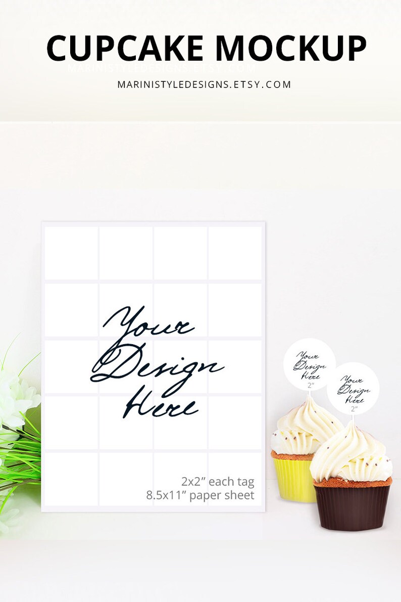 Cupcake Tag Mockup Cupcake Topper Template Party Styled - Etsy