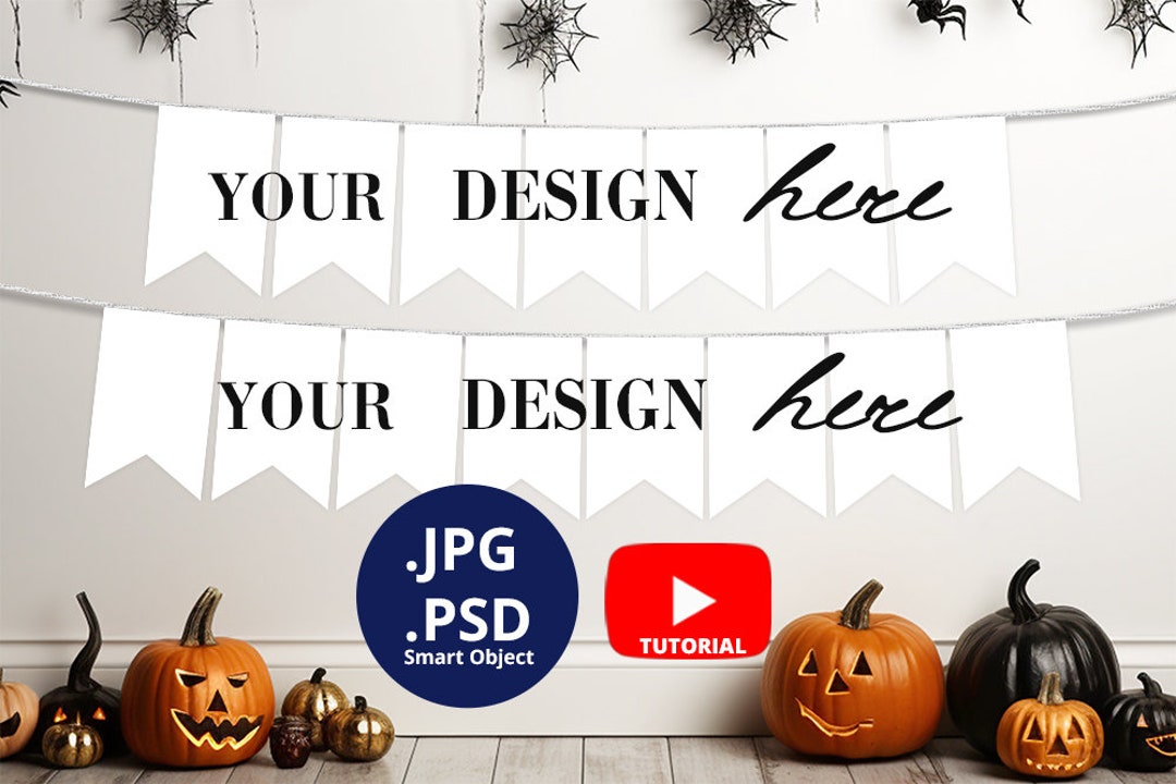 Halloween Party Bunting Mockup PSD, Party Banner Flags Mockup, Party ...