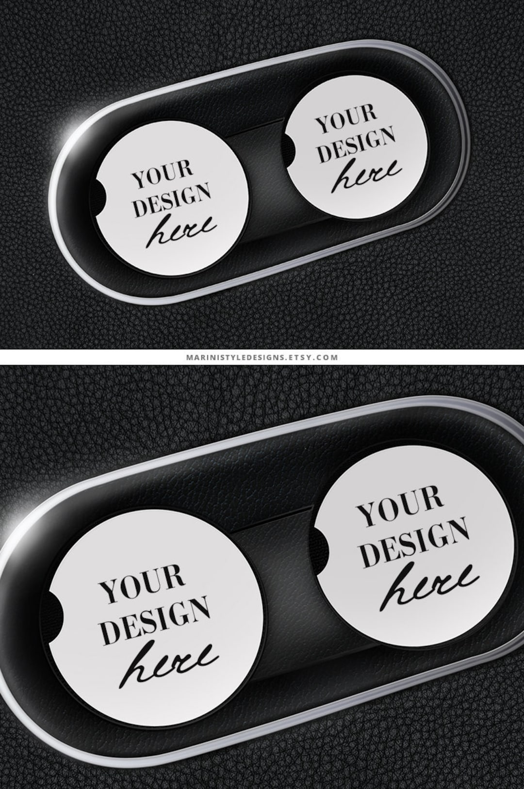 Set of 2 Two Sandstone Car Coasters Mockup, Car Inside Cup Coaster ...