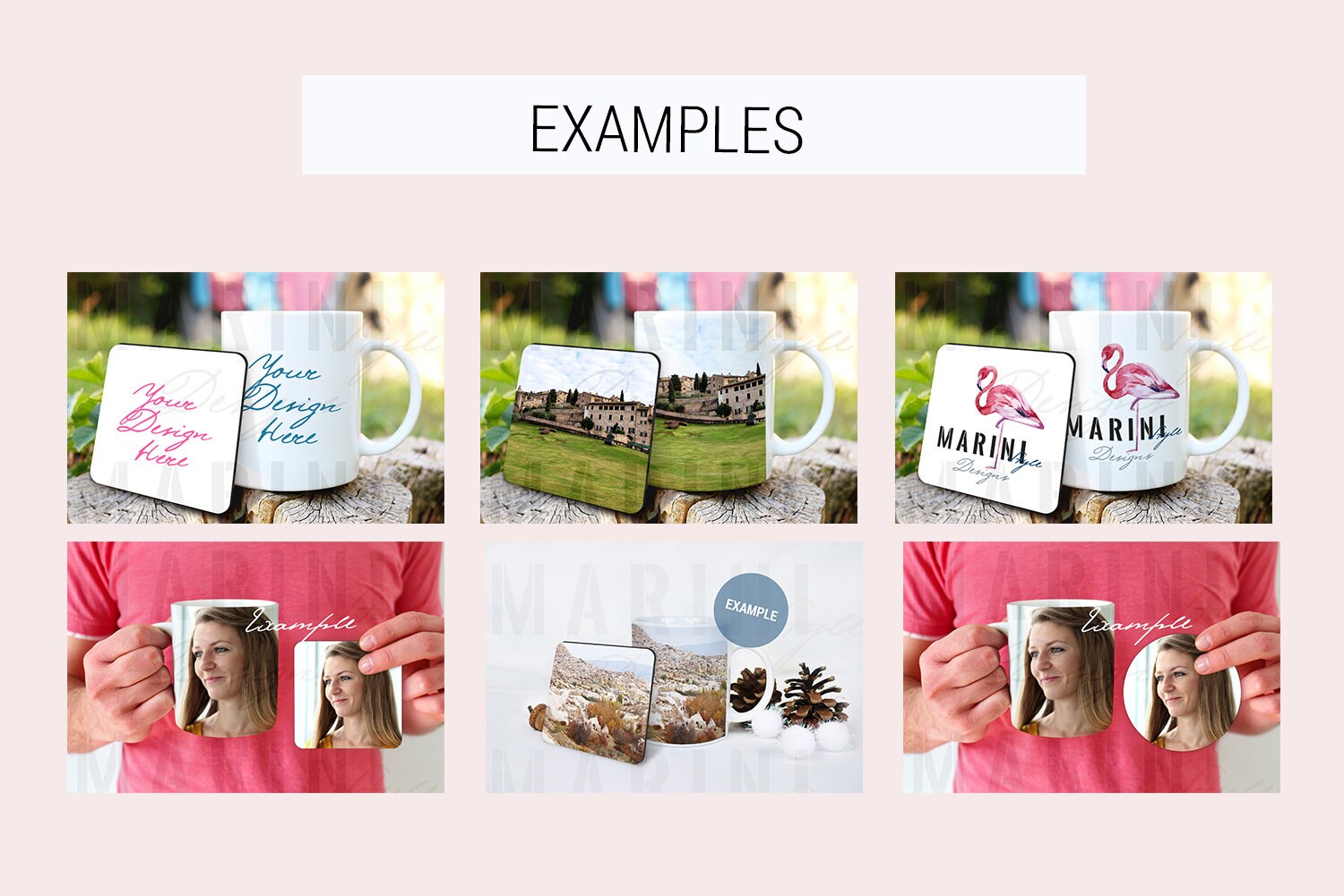 Mug & Coaster Mockup BUNDLE Square and Round Coaster With | Etsy