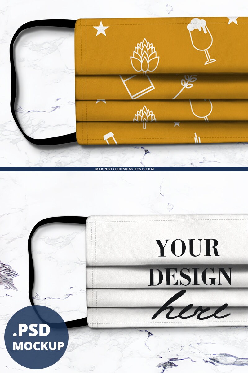 Accordion Face Mask Mockup PSD Mask Mockup Cotton Face Mask | Etsy