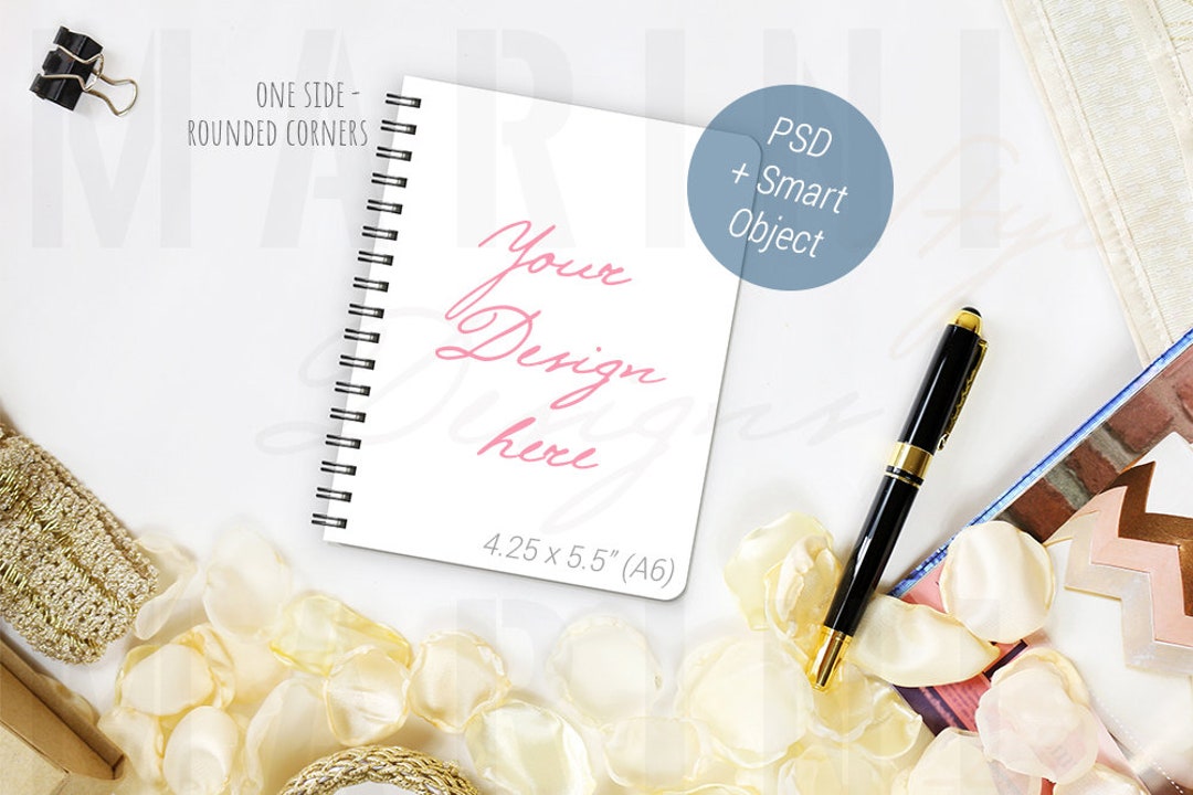 Feminine Spiral Notebook Mockup, Planner Mockup Wire-bound, Diary ...
