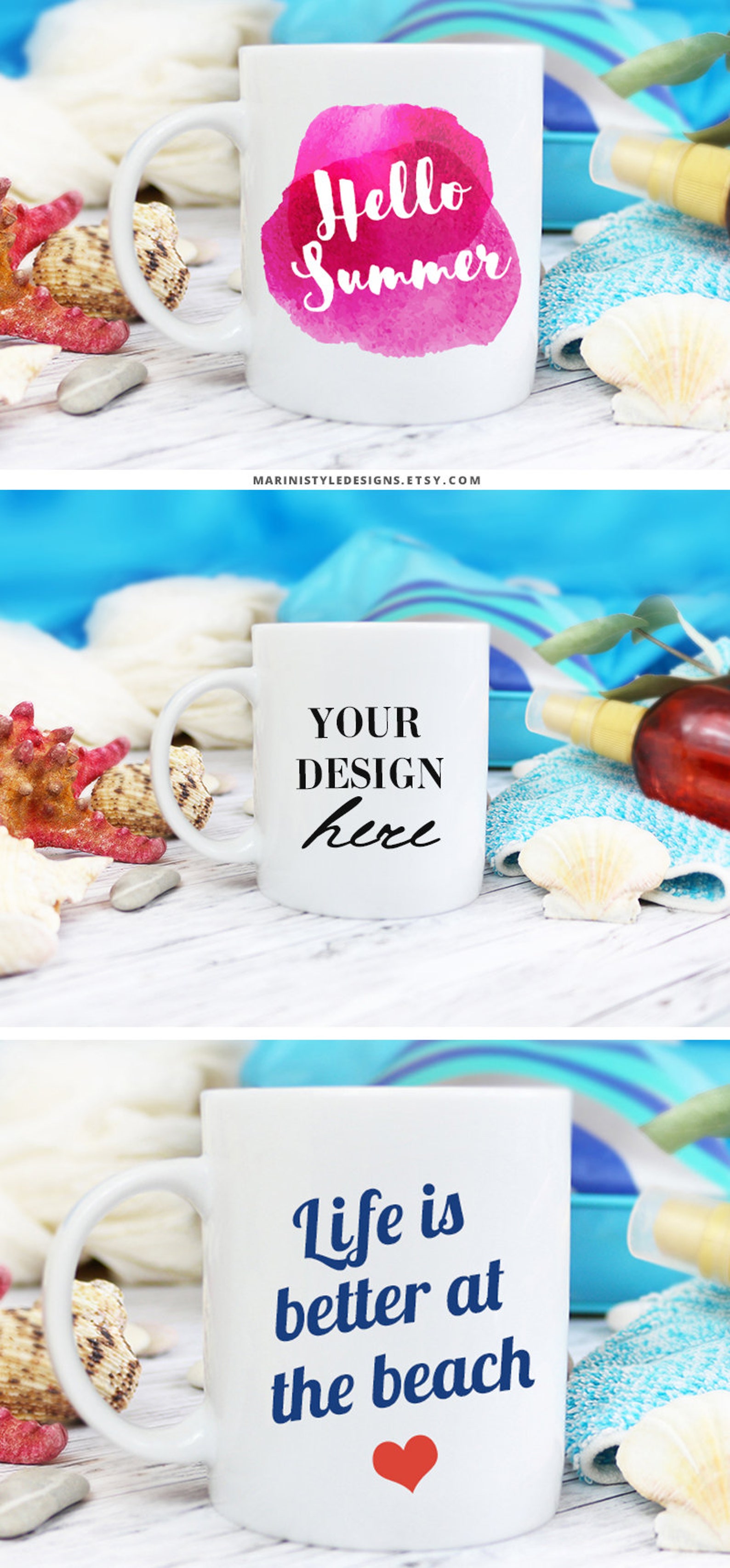 Summer Coffee Mug Mockup 11oz Beach Mug Mock Up White Mug | Etsy