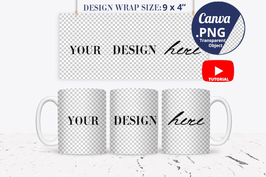 15oz Mug Mockup 9x4 Full Wrap View, Canva 15oz Mug Mockup With Full ...