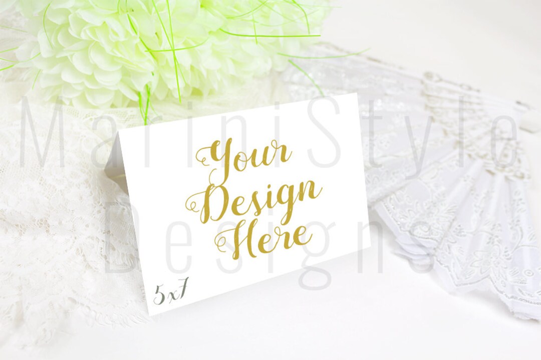 5x7 Folded Greeting Card Mockup, Tent Invitation Card Mockup, Wedding ...