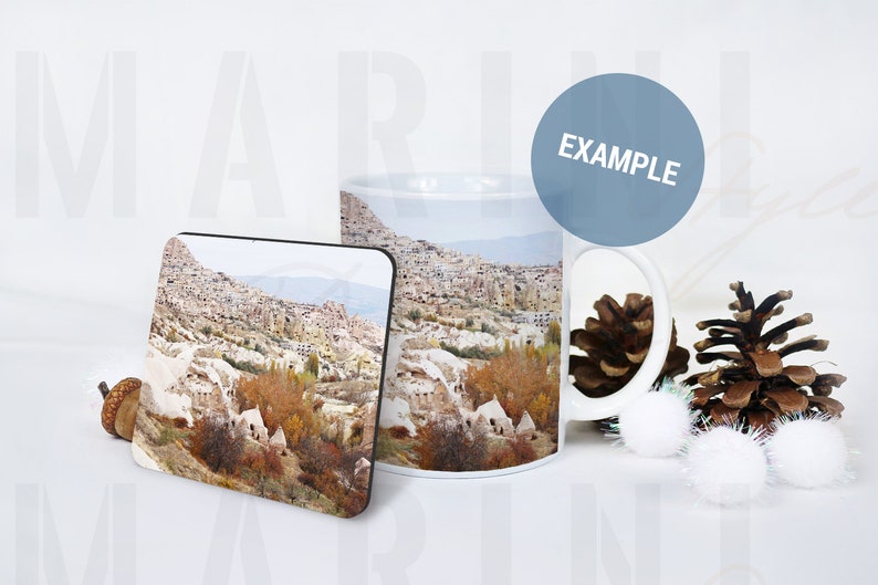 Mug & Coaster PSD Mockup, Rounded Square Coaster and Mug Mock Up ...