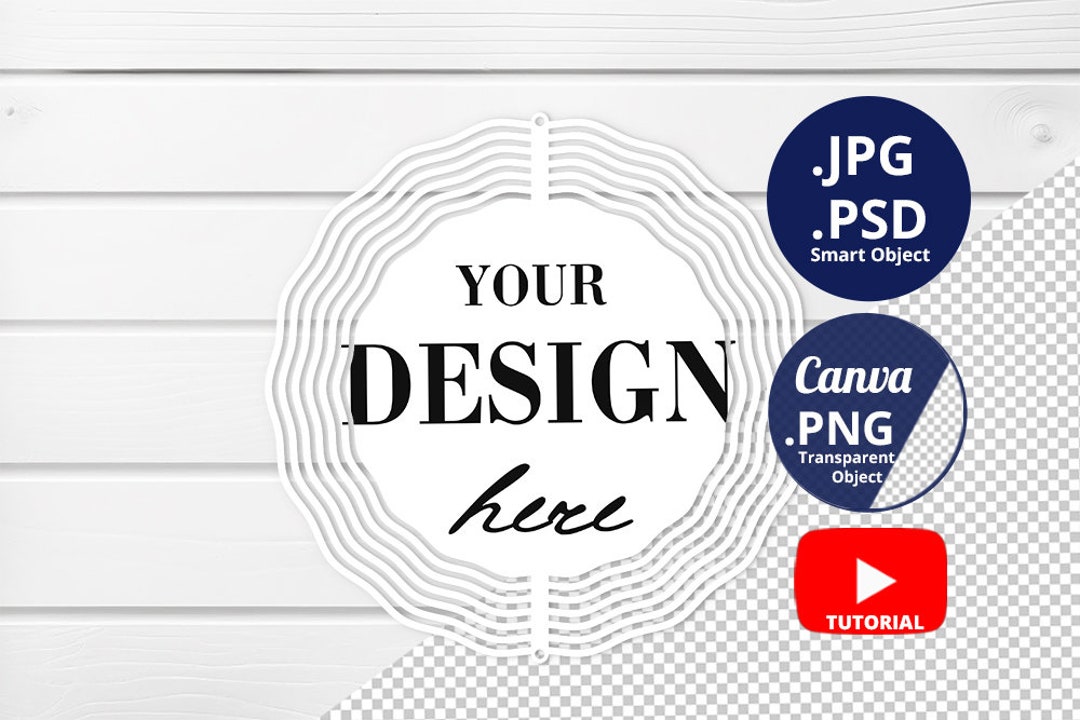 Wind Spinner Mockup Top View, Blank Round Wind Spinner Mockup White ...