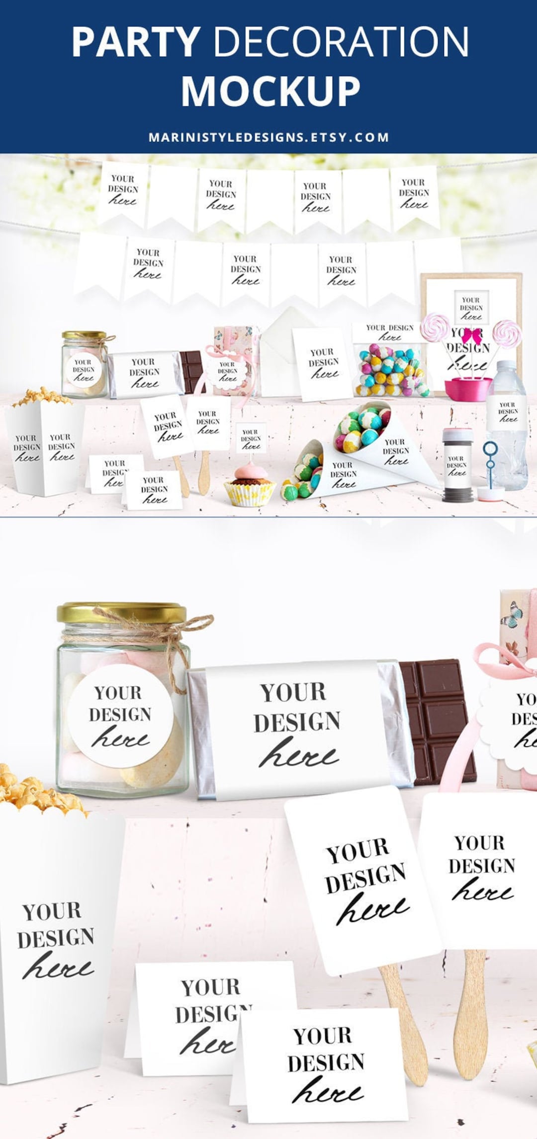 Party Stationery Mockup Bundle, Party Scene Creator Mockup, Birthday ...