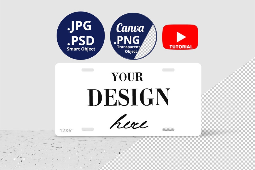 License Plate Mockup PSD Smart Object, Sublimation Car Tag Mockup ...