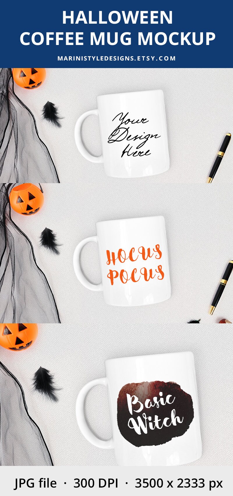 11oz Mug Mockup for Halloween Halloween coffee mug mock up | Etsy