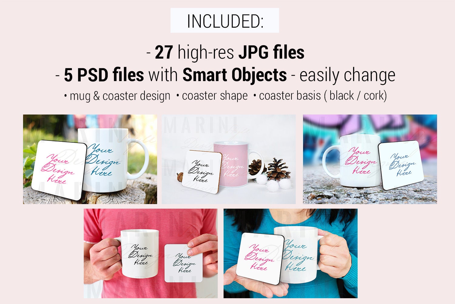 Mug & Coaster Mockup BUNDLE Square and Round Coaster With | Etsy