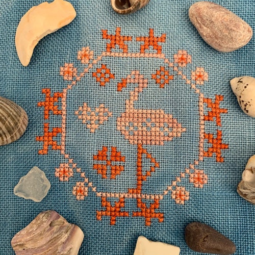 Quirky Quaker Flamingo PDF Pattern Cross Stitch Darling - Etsy