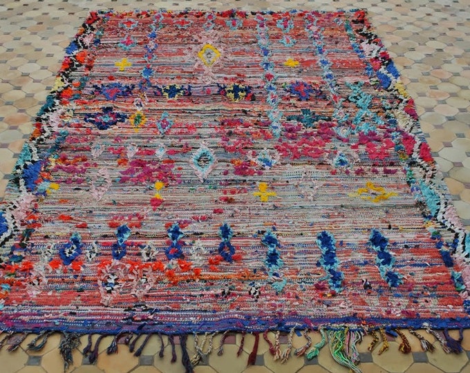 Vintage Moroccan Boucherouite Rug Boho Chic 7'9 X 5'1 - Etsy