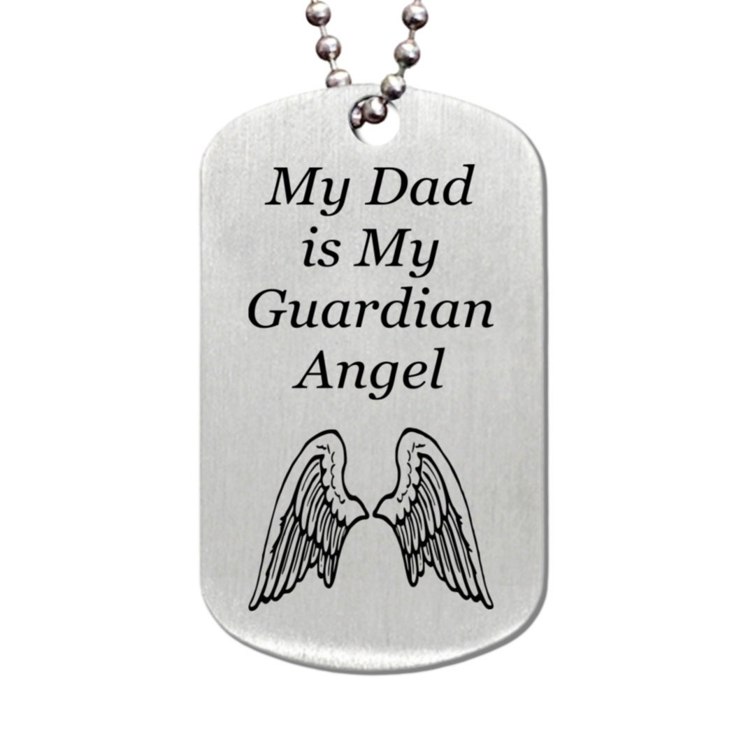 My Dad is My Guardian Angel Stainless Steel Dog Tag Necklace - Etsy