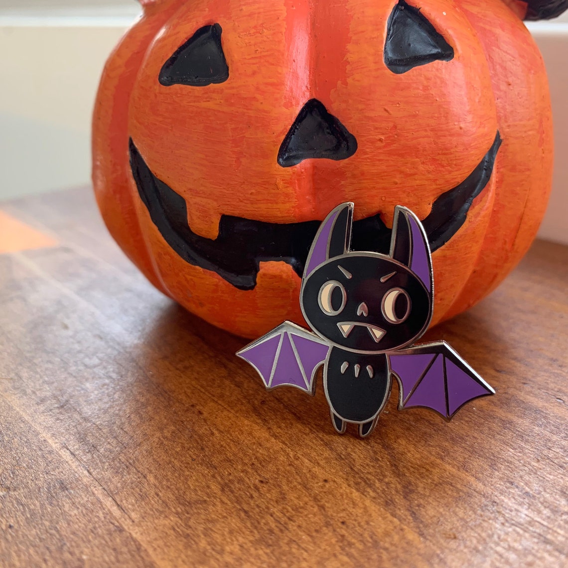 Folk Art Inspired Bat Enamel Pin - Etsy