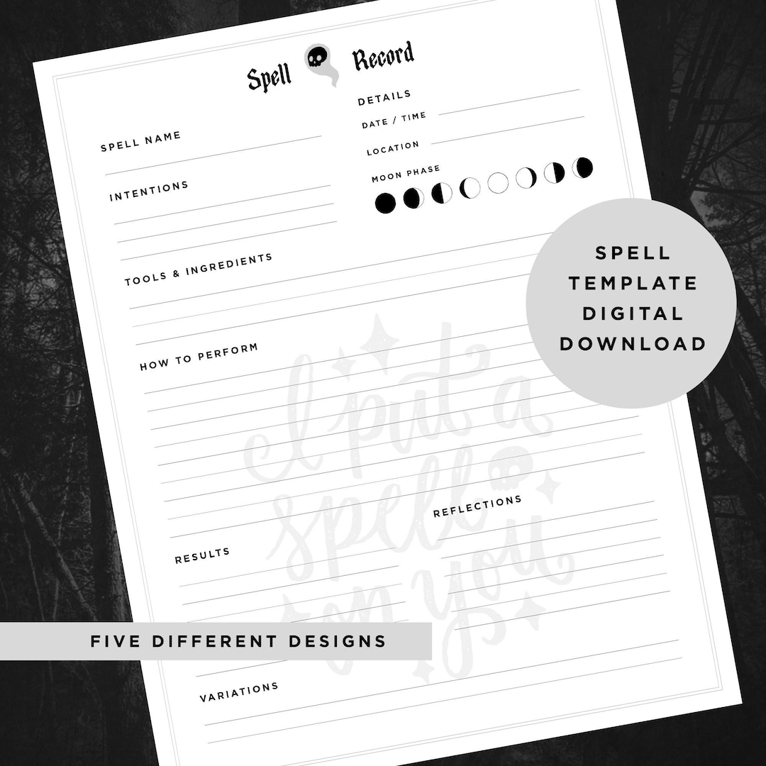Spell & Ritual Template for Witchcraft ~ High Quality Digital Download ...