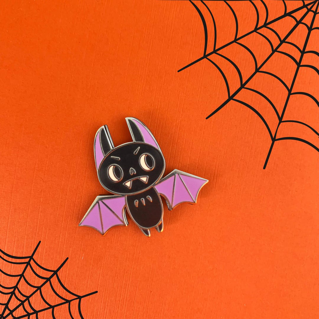 Folk Art Inspired Bat Enamel Pin - Etsy