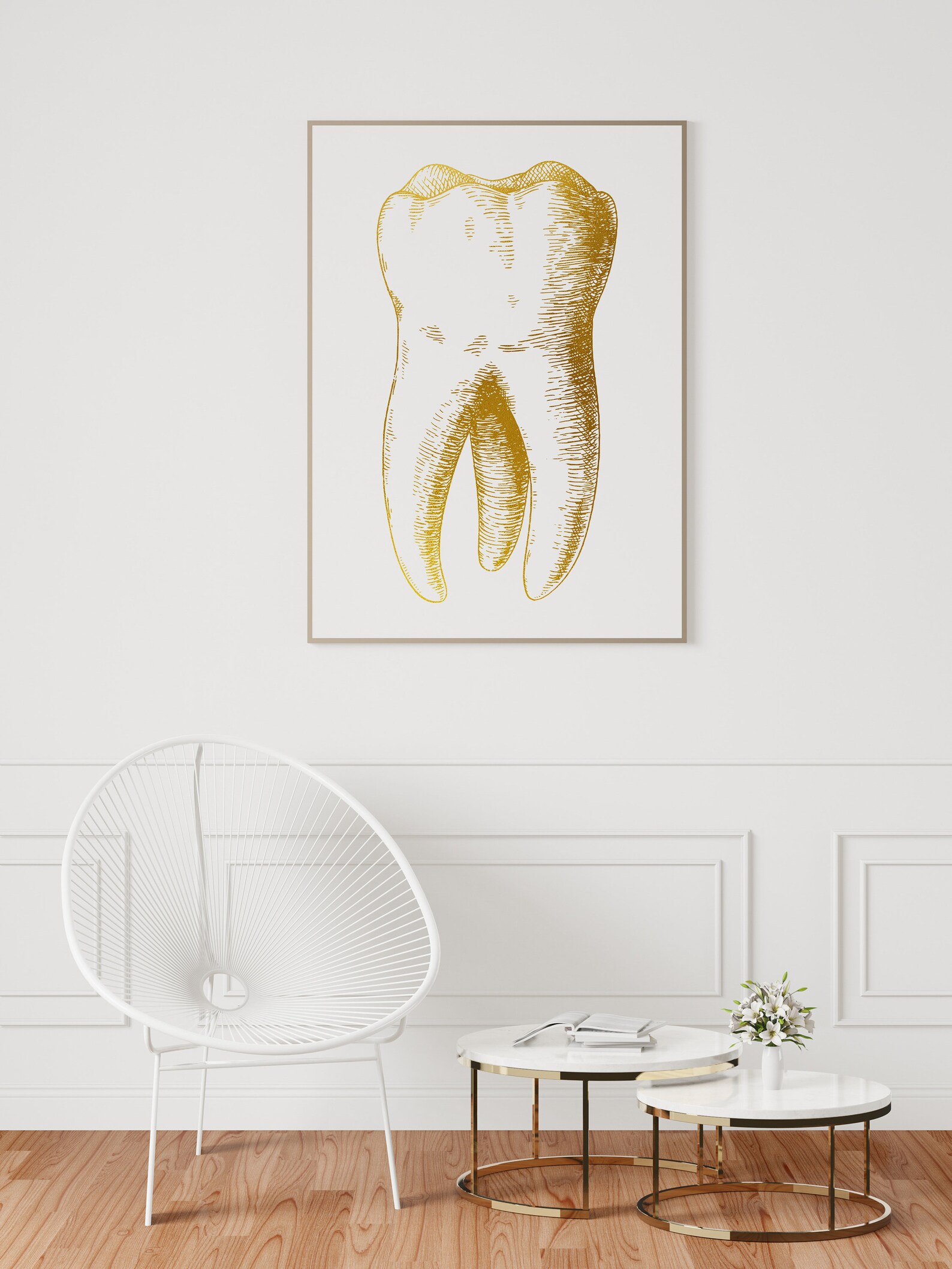 Human Tooth Anatomy Art Medical Dental Illustration Golden Art | Etsy