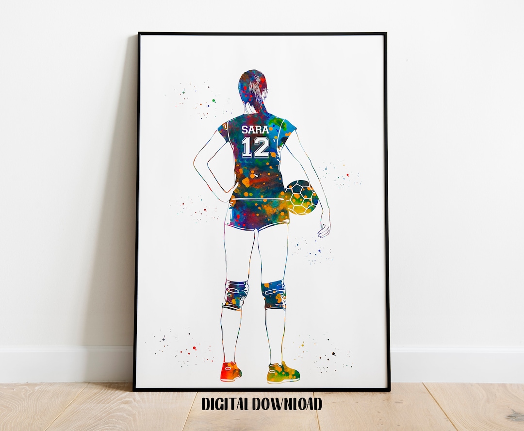 Handball Player Girl Personalized Art Custom Name and Number Sport ...