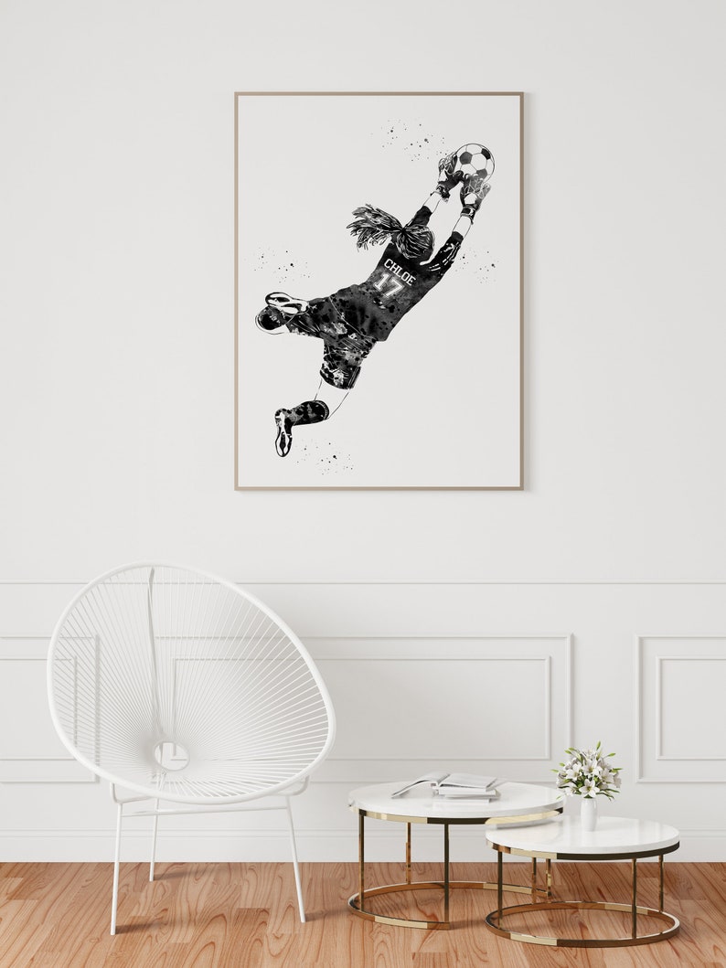 Soccer Player Girl Goalie Catching Ball Personalized Art - Etsy