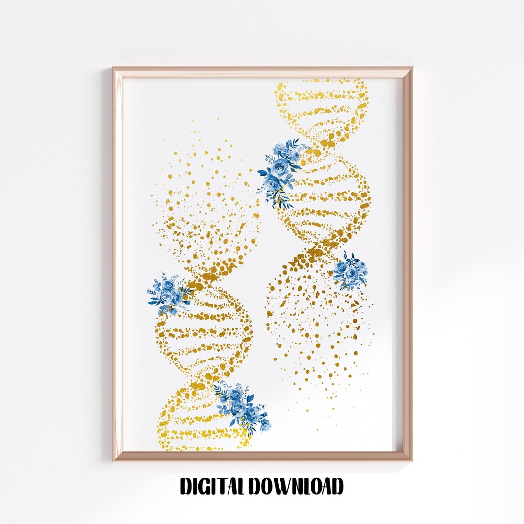 DNA Dna Double Helix Genetic Illustration Abstract Biology Art Floral ...
