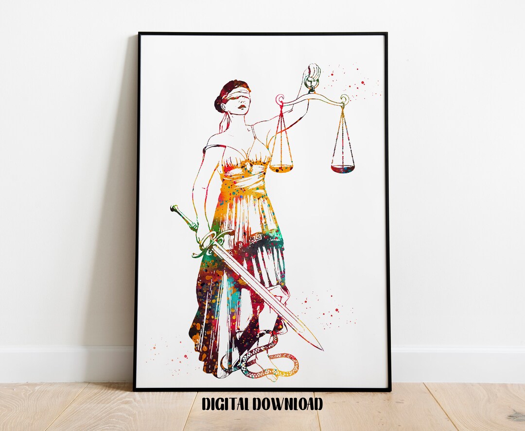 Lady Justice Scales of Justice Lawyer Wall Art Judge Law Poster ...