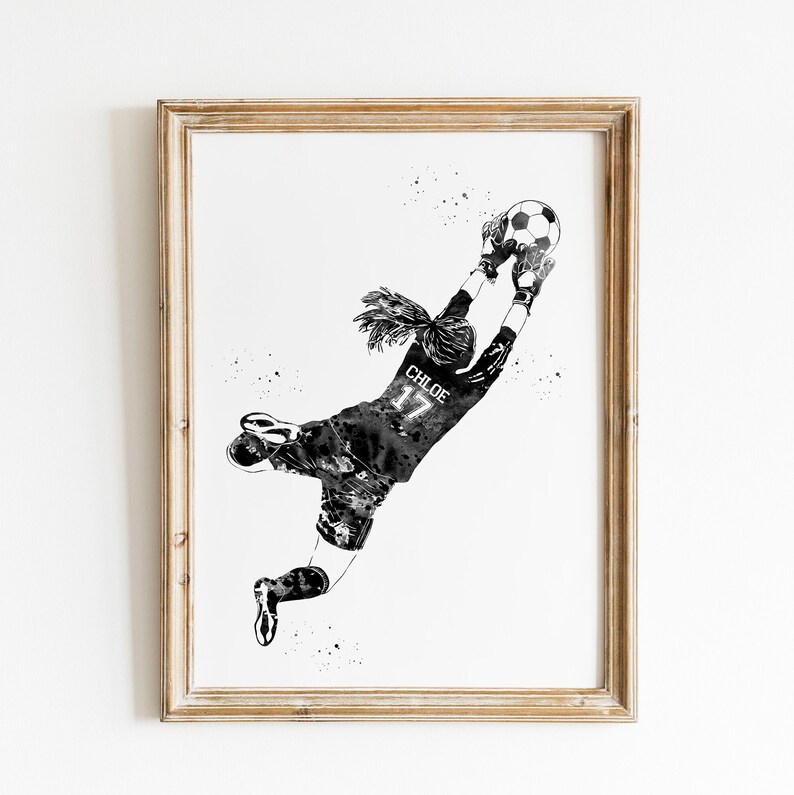 Soccer Player Girl Goalie Catching Ball Personalized Art - Etsy