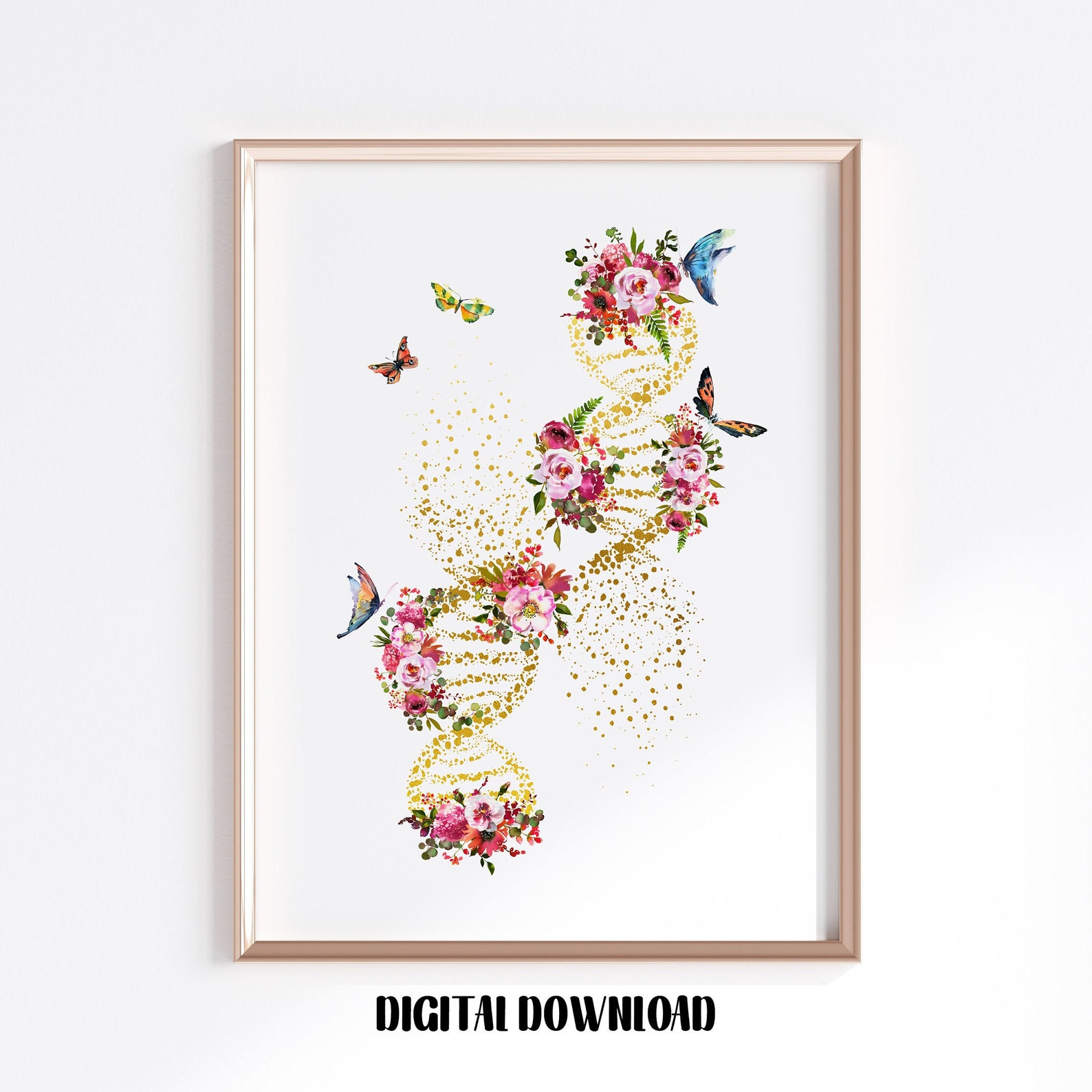 DNA Double Helix Genetic Illustration Abstract Biology Art - Etsy