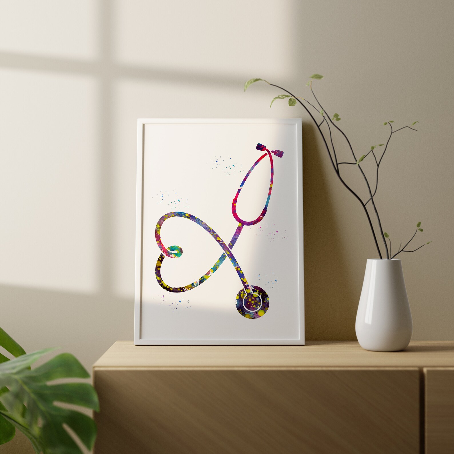Stethoscope Anatomy Heart Shaped Stethoscope Poster Medical Science ...