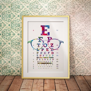 Eye Chart Diagram With Eyeglasses Biology Poster Medical - Etsy