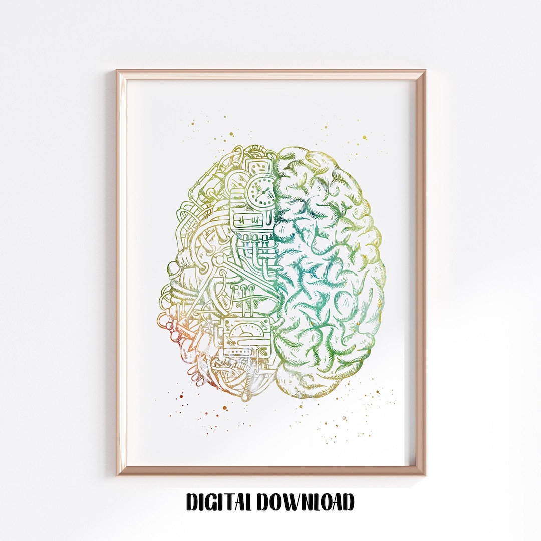 Computer and Human Brain Anatomy Robotic Engine Neurology Poster ...