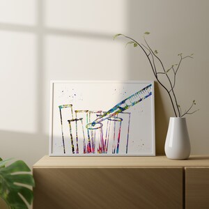 Pipette and Test Tubes Chemistry Poster Medical Science Watercolor ...