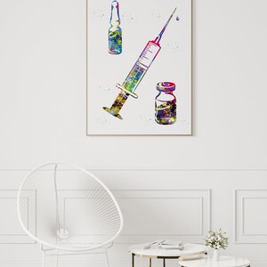 Syringe and Medicine Vials Doctor and Pharmacy Art Biology Poster ...