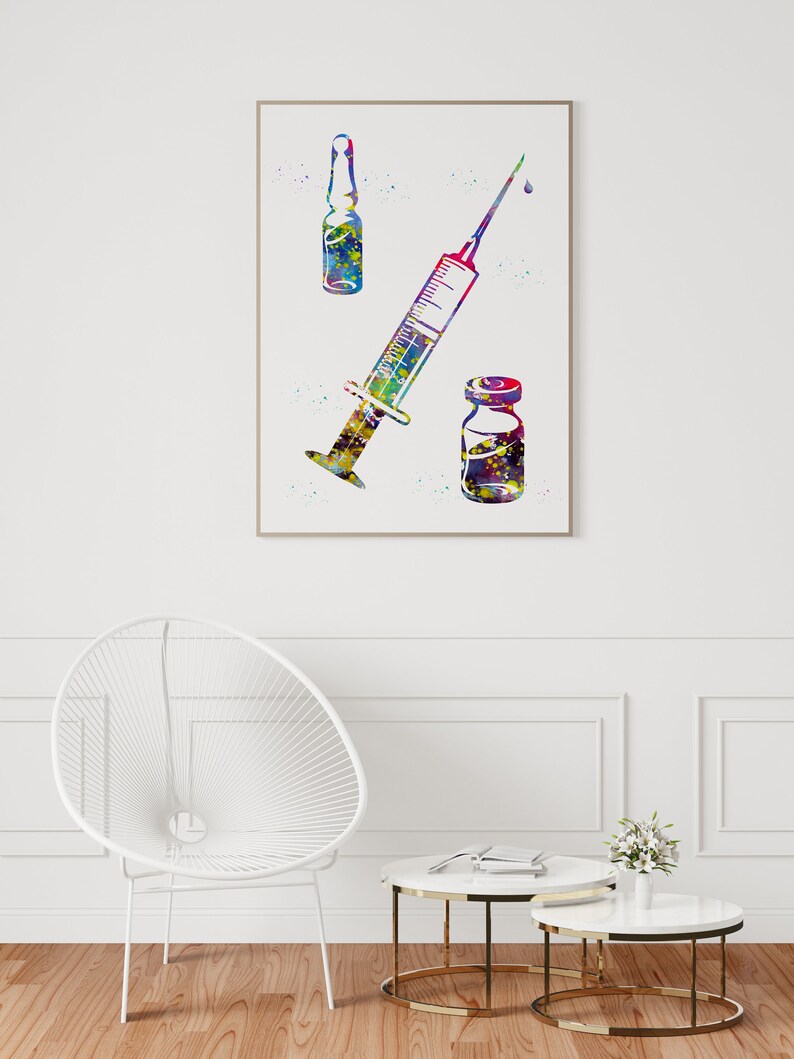 Syringe and Medicine Vials Doctor and Pharmacy Art Biology - Etsy