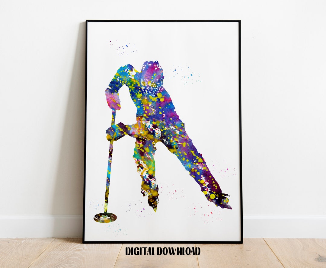 Ringette Player Canadian Winter Team Sport Ice Sport Poster Watercolor ...