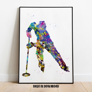 Ringette Player Canadian Winter Team Sport Ice Sport Poster Watercolor ...