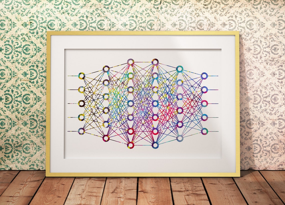 Neural Network Artificial Intelligence Science Art Net Deep - Etsy