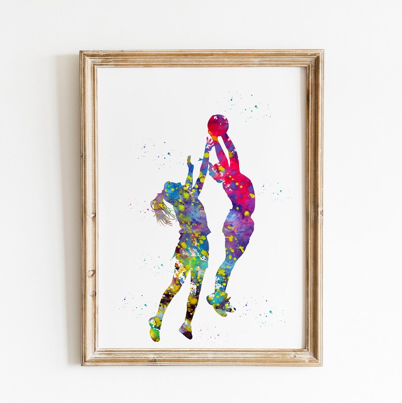 Netball Player Girls Sport Poster Team Sports Watercolor Art | Etsy