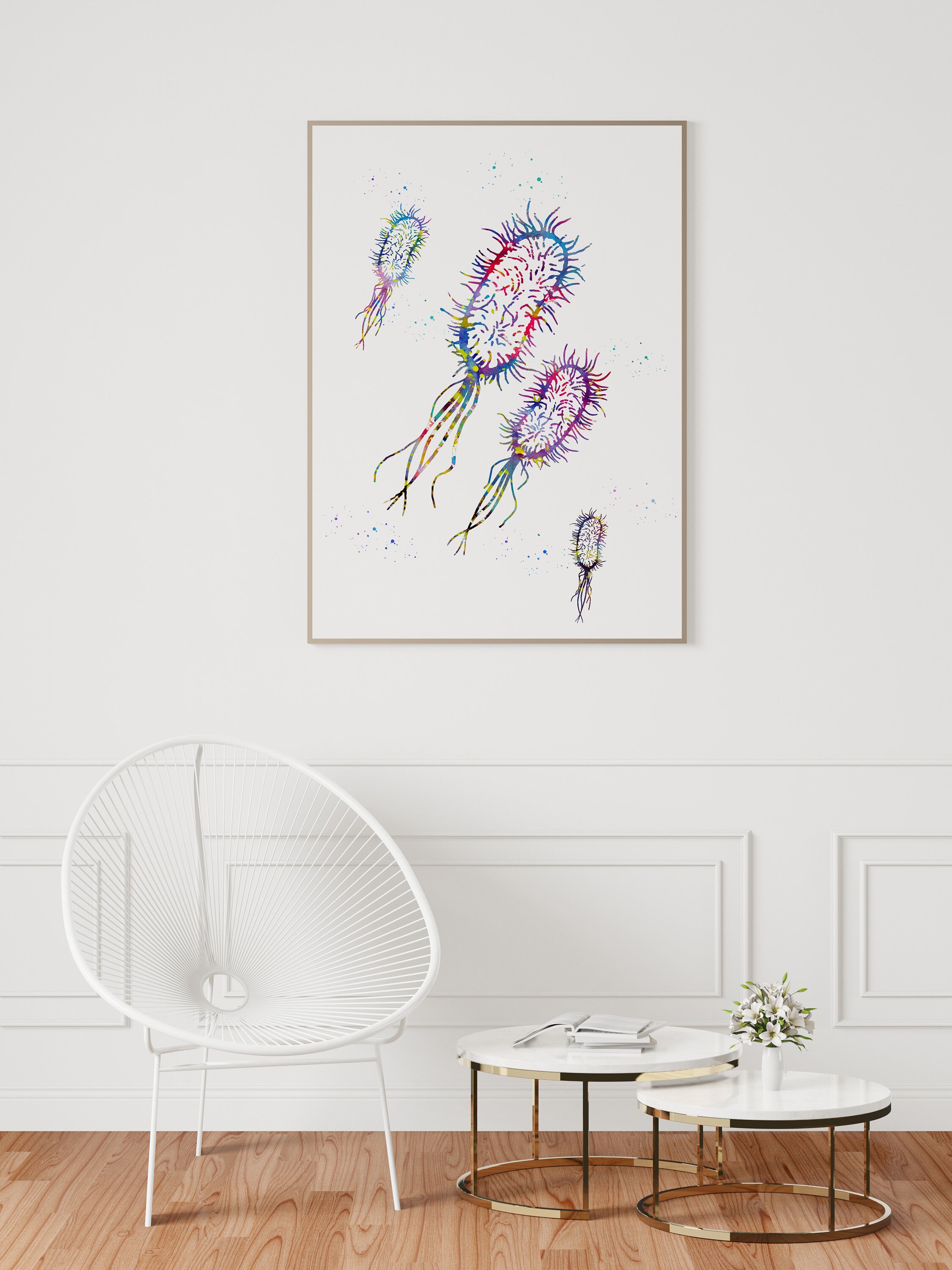 Escherichia Coli Bacteriophage Virus Poster Medical Science Watercolor ...