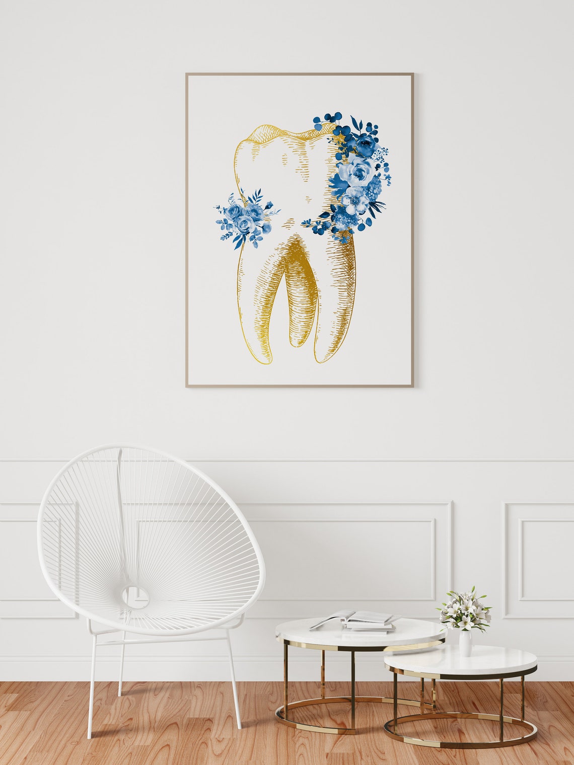 Human Tooth Medical Dental Illustration Floral Flowers Medical | Etsy