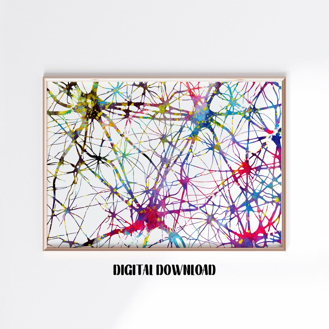 Brain Cell Anatomy Poster Biology Watercolor Art Digital Printable ...