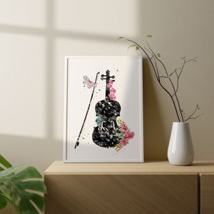 Violin Musical Instrument Poster Watercolor Digital Printable Download ...