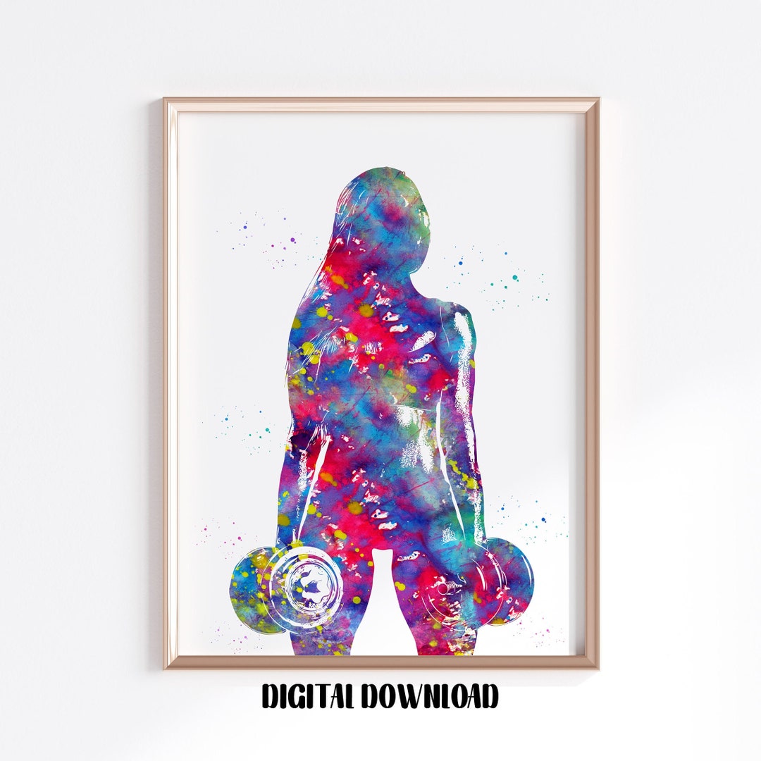 Dumbbell Weightlifting Woman Bodybuilder Gym Art Sport Poster - Etsy