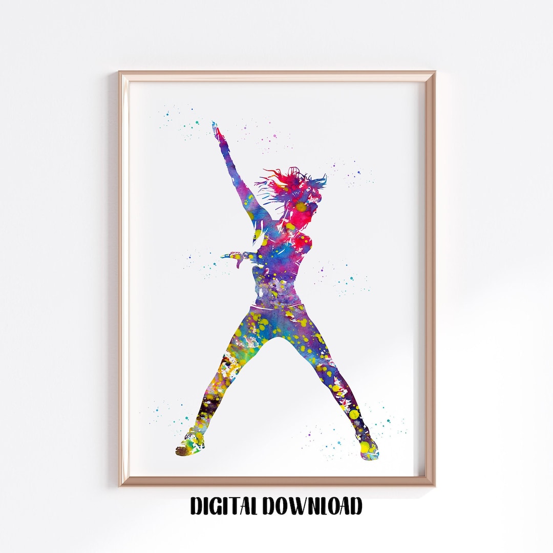 Exercising Fitness Dancing Sport Poster Watercolor Art Digital ...