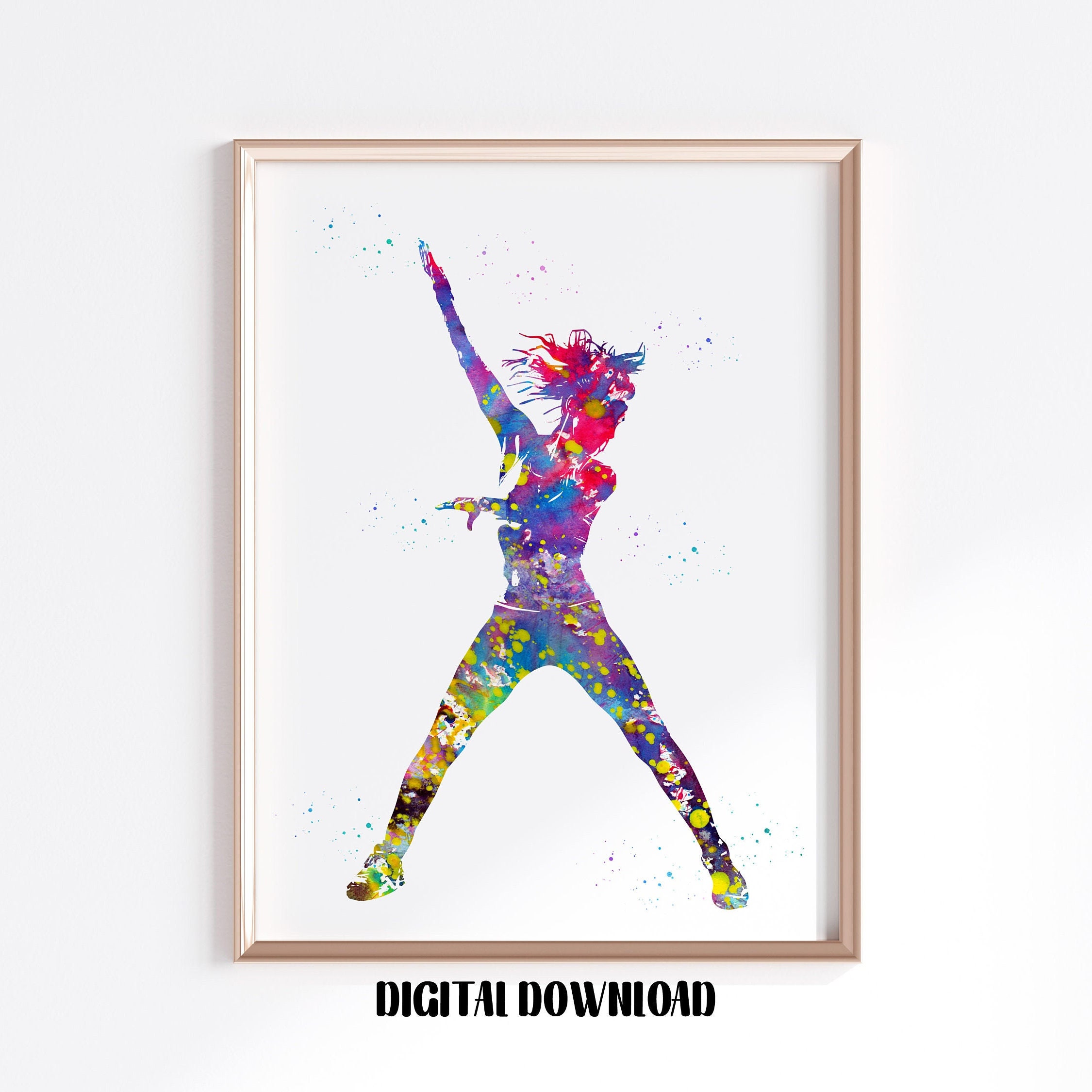 Exercising Fitness Dancing Sport Poster Watercolor Art Digital - Etsy