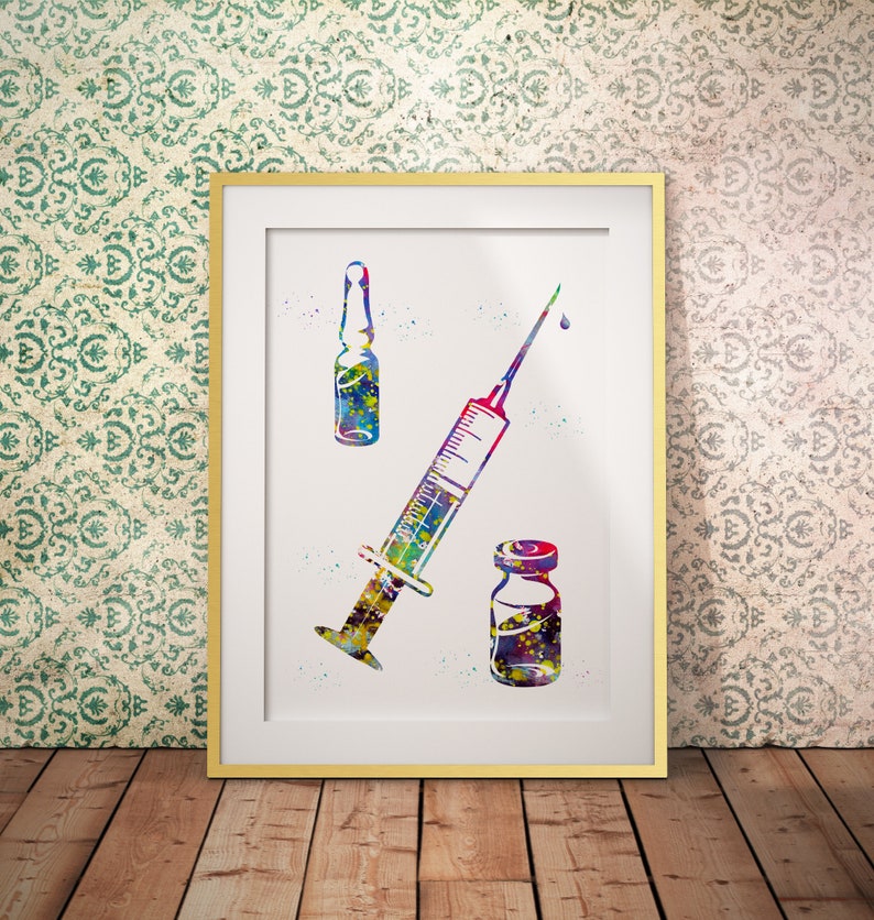 Syringe and Medicine Vials Doctor and Pharmacy Art Biology - Etsy