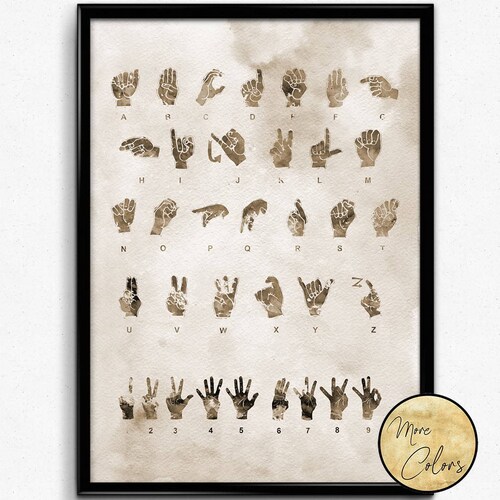 ASL Alphabet American Sign Language Printable Wall Art | Etsy